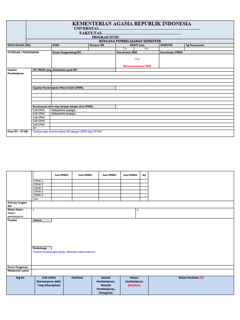 TEMPLATE RPS OBE Konten | PDF