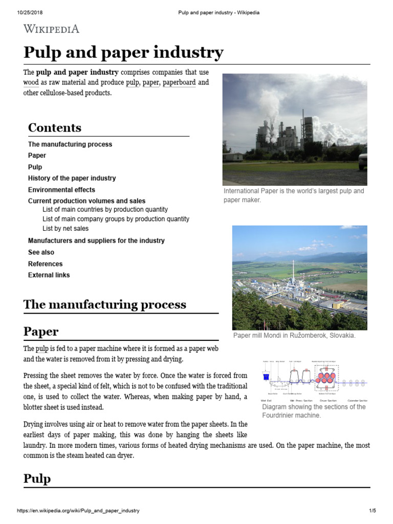 Pulp and Paper Industry - Wikipedia | PDF | Resource Extraction | Crafts
