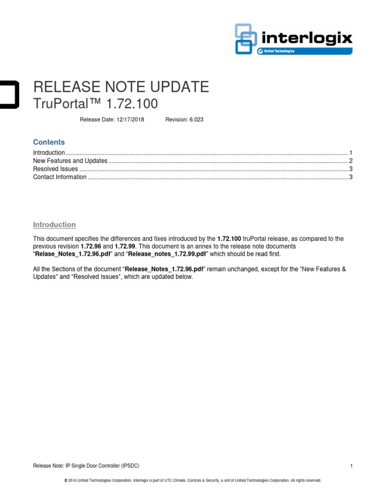 TruPortal Release Notes 1.72.100 | PDF | Computer Architecture | Computing