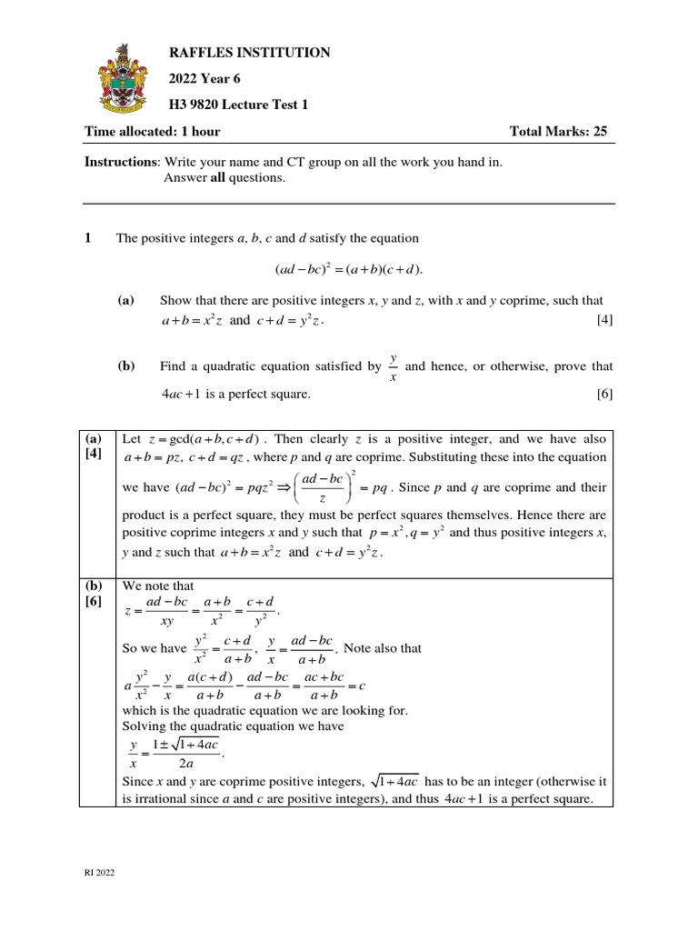 Year 6 H3 Lecture Test 1 | PDF | Abstract Algebra | Elementary Mathematics