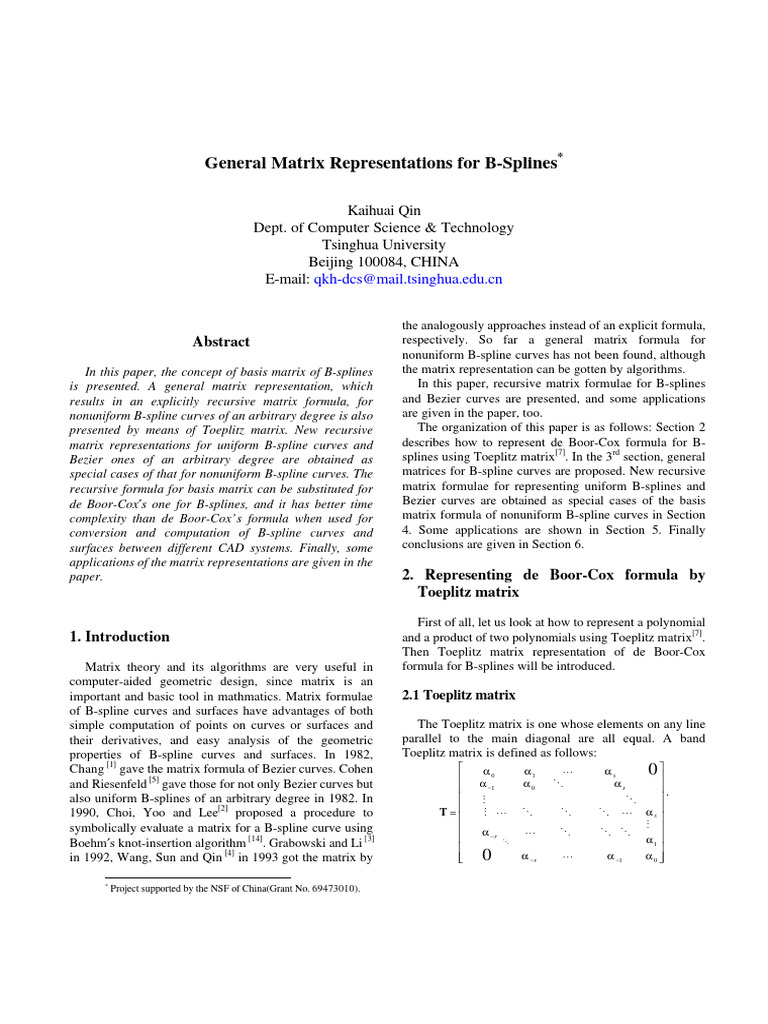 General Matrix Representation For Bsplines | PDF | Matrix (Mathematics ...