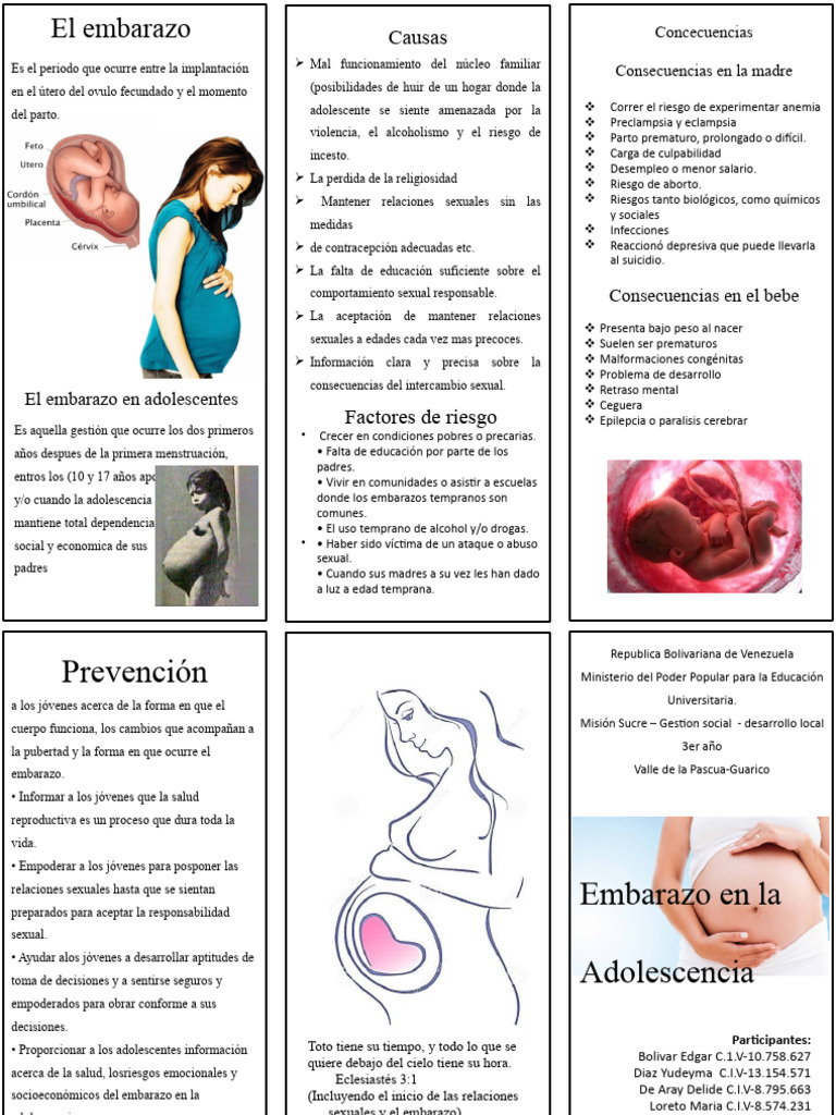 Triptico Embarazo | PDF | El embarazo | Adolescencia