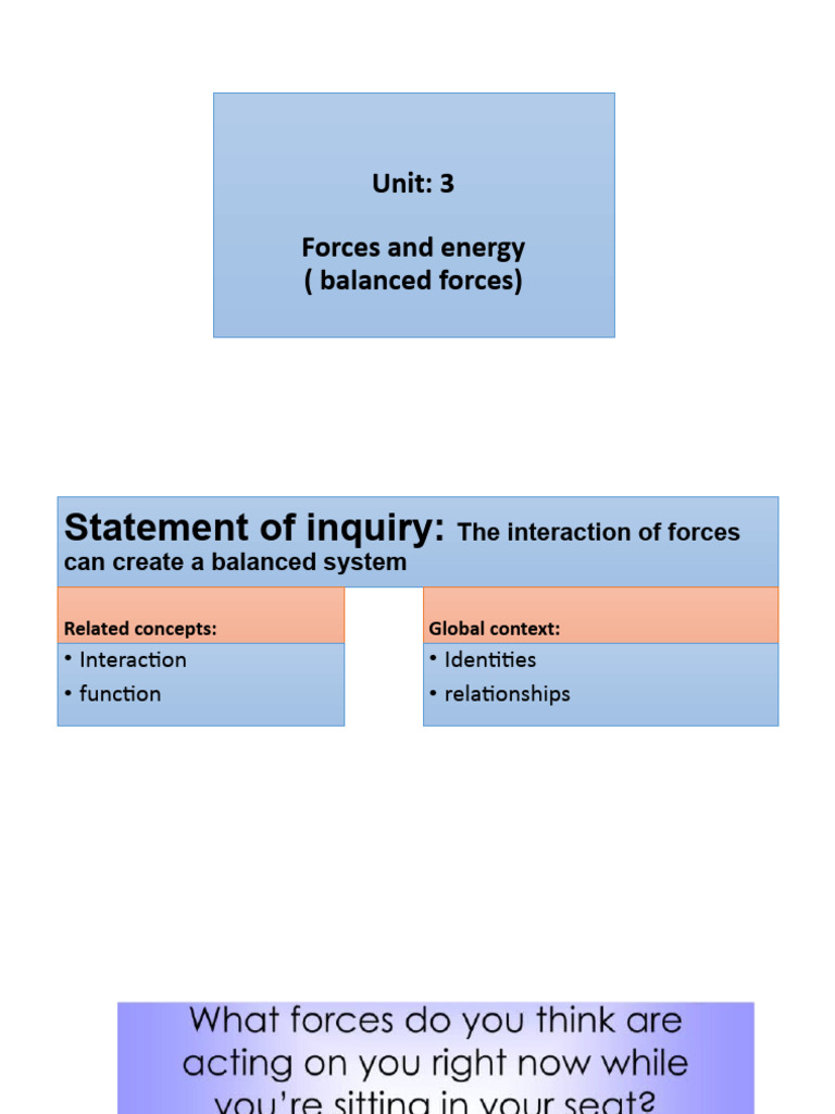Balanced Forces and Energy Concepts | PDF | Science & Mathematics