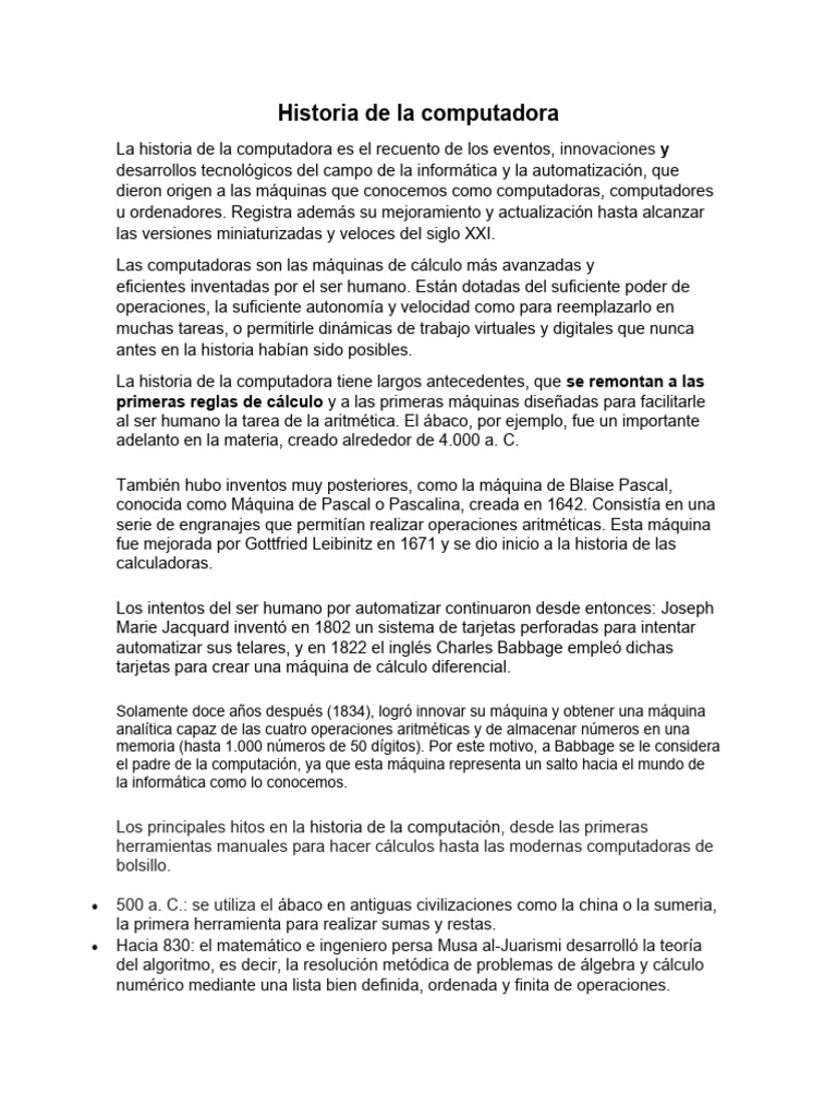 Evolución de la Computadora a lo Largo del Tiempo | PDF | Hardware de ...