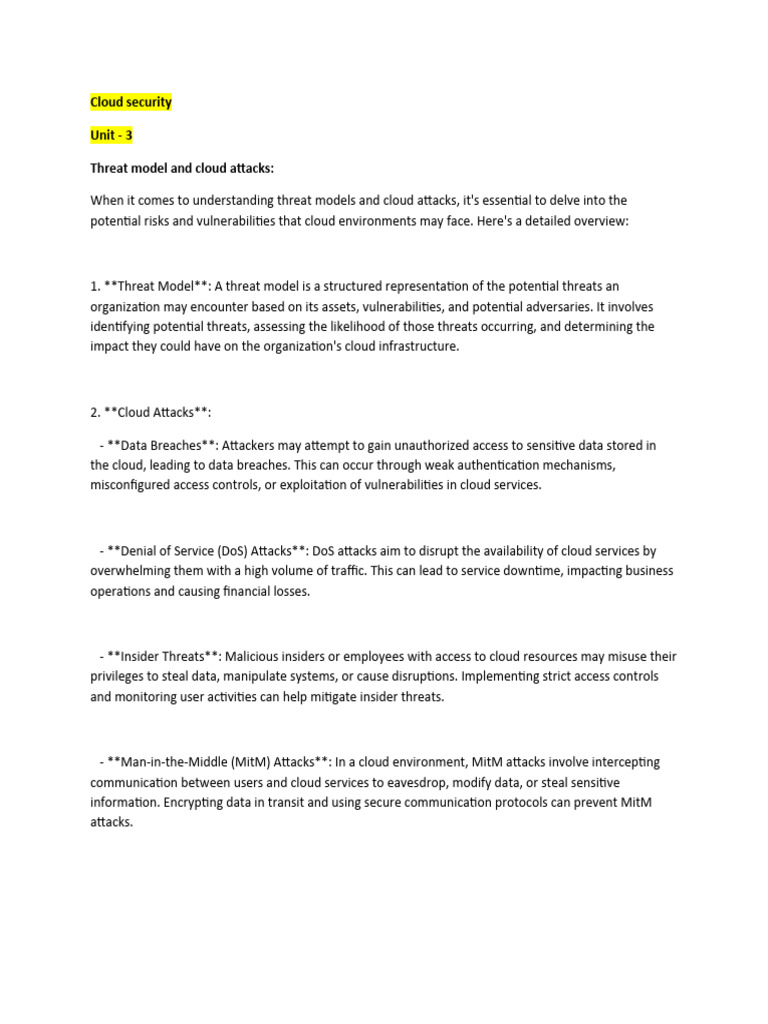 Cloud Security Unit - 3 | PDF | Computer Security | Security