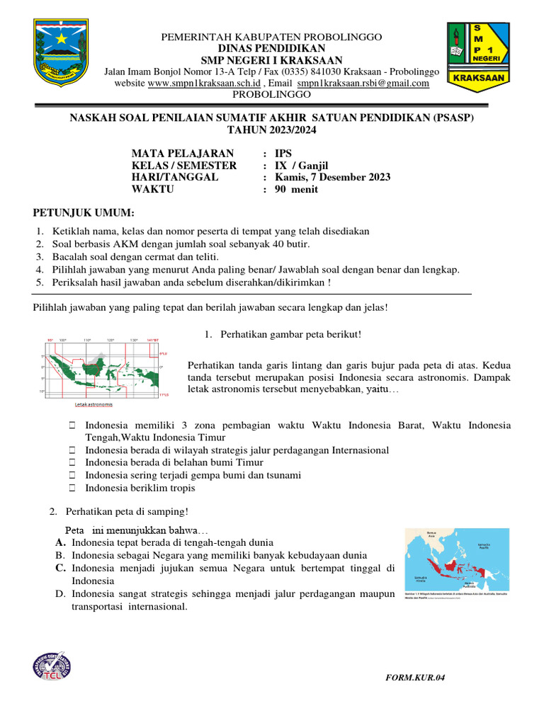 NASKAH SOAL SASP IPS TA 2023-2024 | PDF