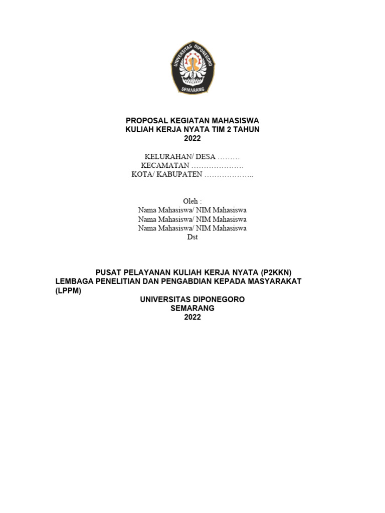 Format Proposal KKN | PDF | Bisnis | Seni
