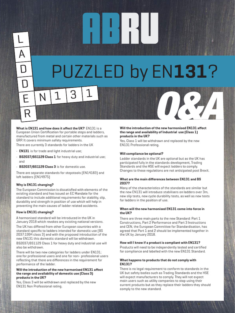ABRU Ladder Puzzled by EN131 | PDF | Ladder