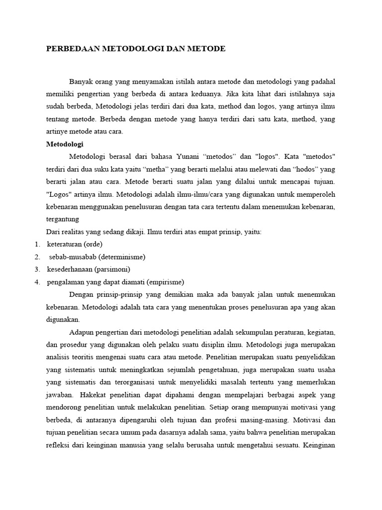 Perbedaan Metodologi Dan Metode | PDF | Karier & Perkembangan ...