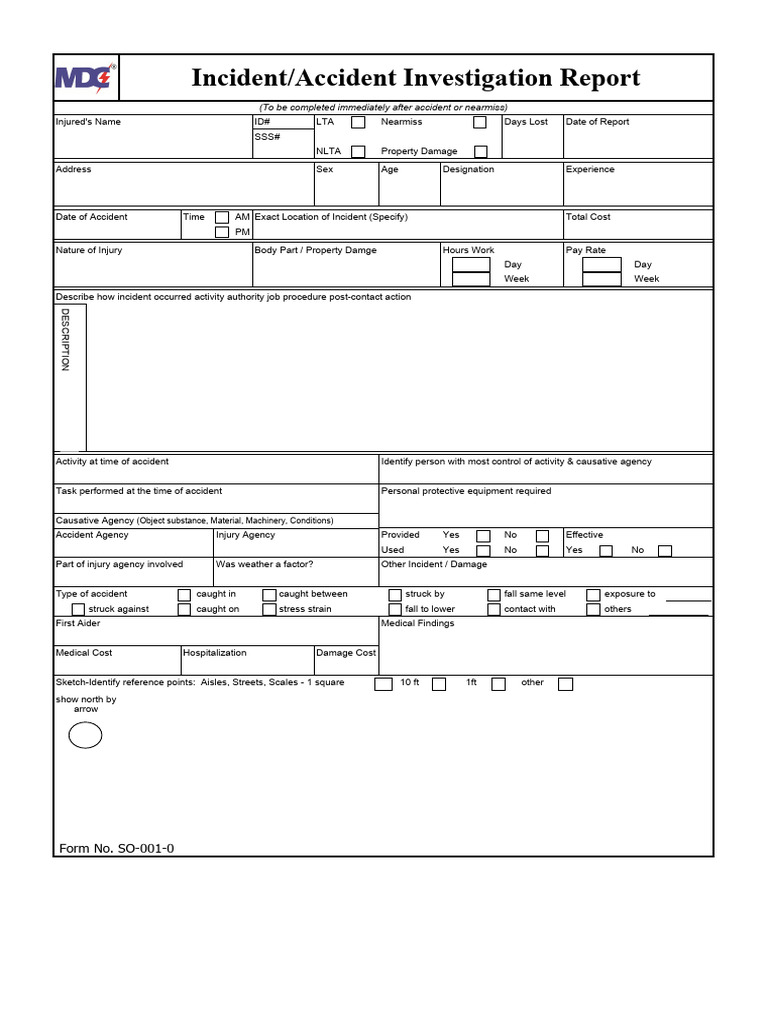 Form No. SO-001-0 - Incident-Accident Investigation Report | Download ...