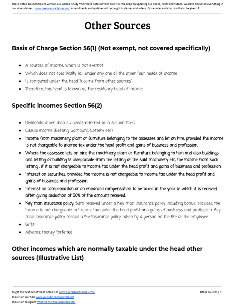 22 Other Sources Complete Notes | PDF | Dividend | Tax Deduction 22 Other Sources Complete Notes | PDF | Dividend | Tax Deduction
