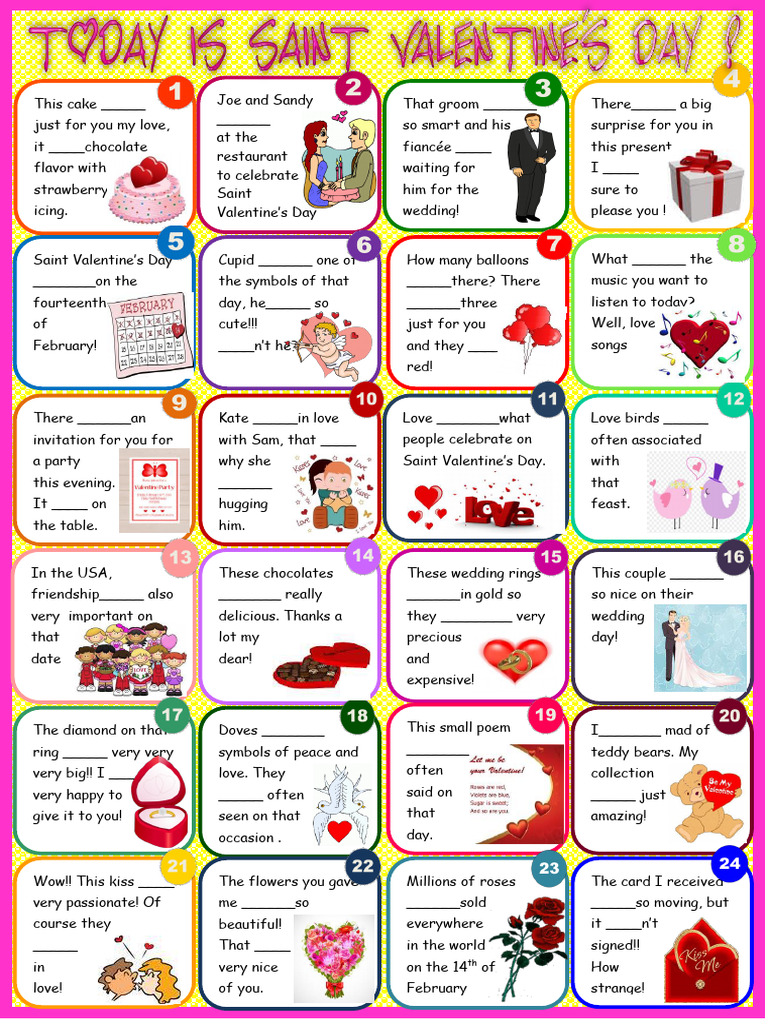 Saint Valentines Day Be For Young Learners or Revi Fun Activities Games ...