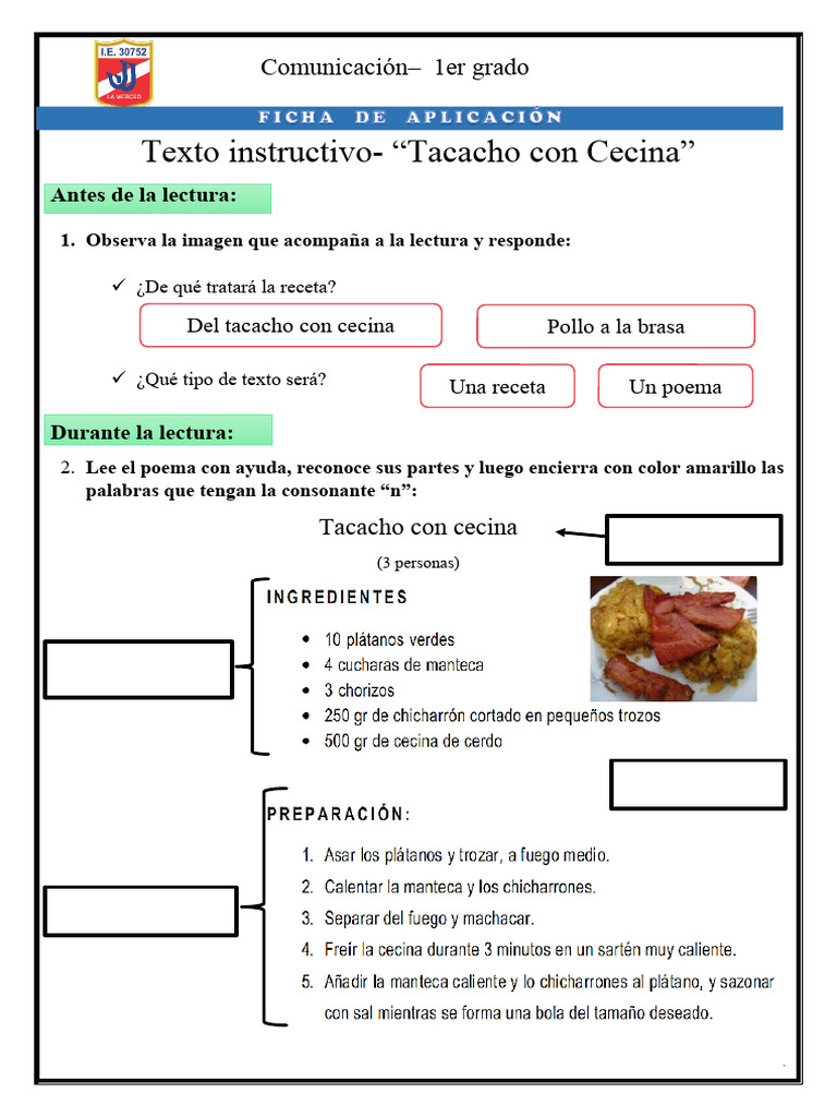 Ficha de Leemos Un Texto Instructivo | PDF