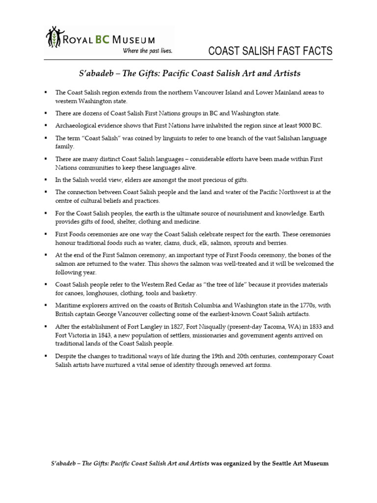2009 11 17 Coast Salish Fast Facts | PDF | First Nations | Indigenous ...
