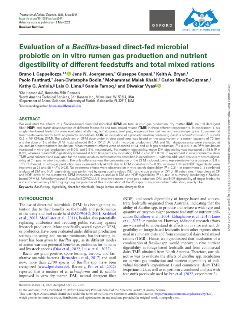 Cappellozza et al 2023_Evaluation of a Bacillus-based direct-fed ...