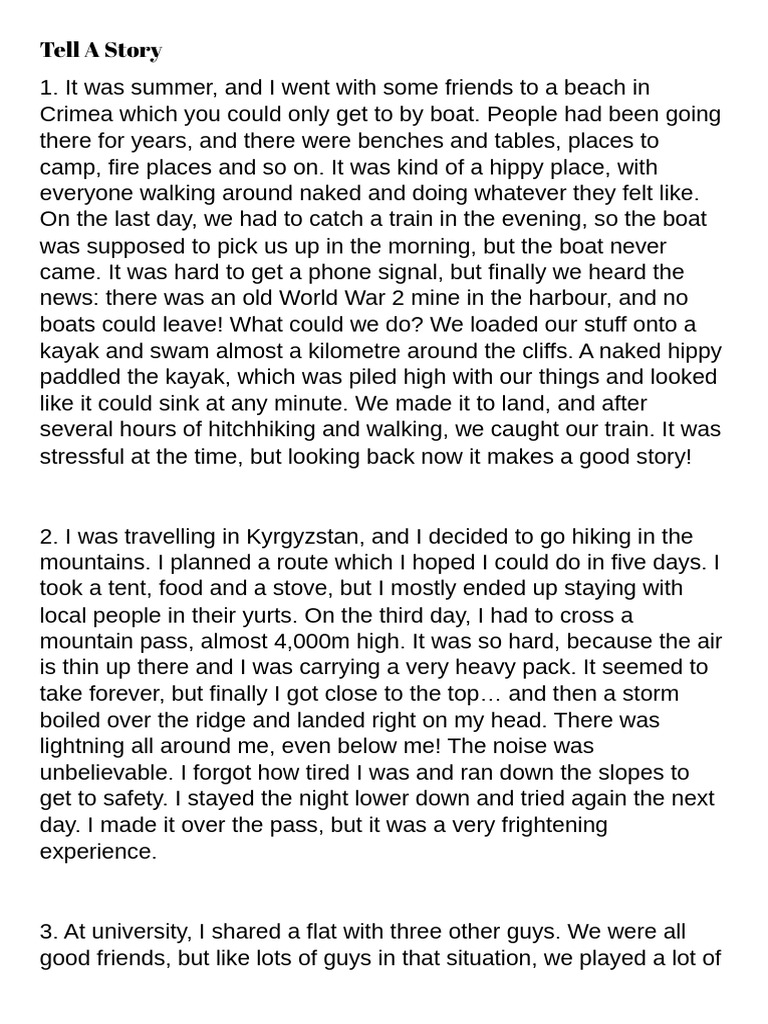 Tell A Story | PDF | General Fiction