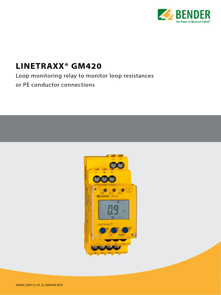 GM 420 Loop Monitor To Monitor The PE Conductor in AC Systems | PDF ...