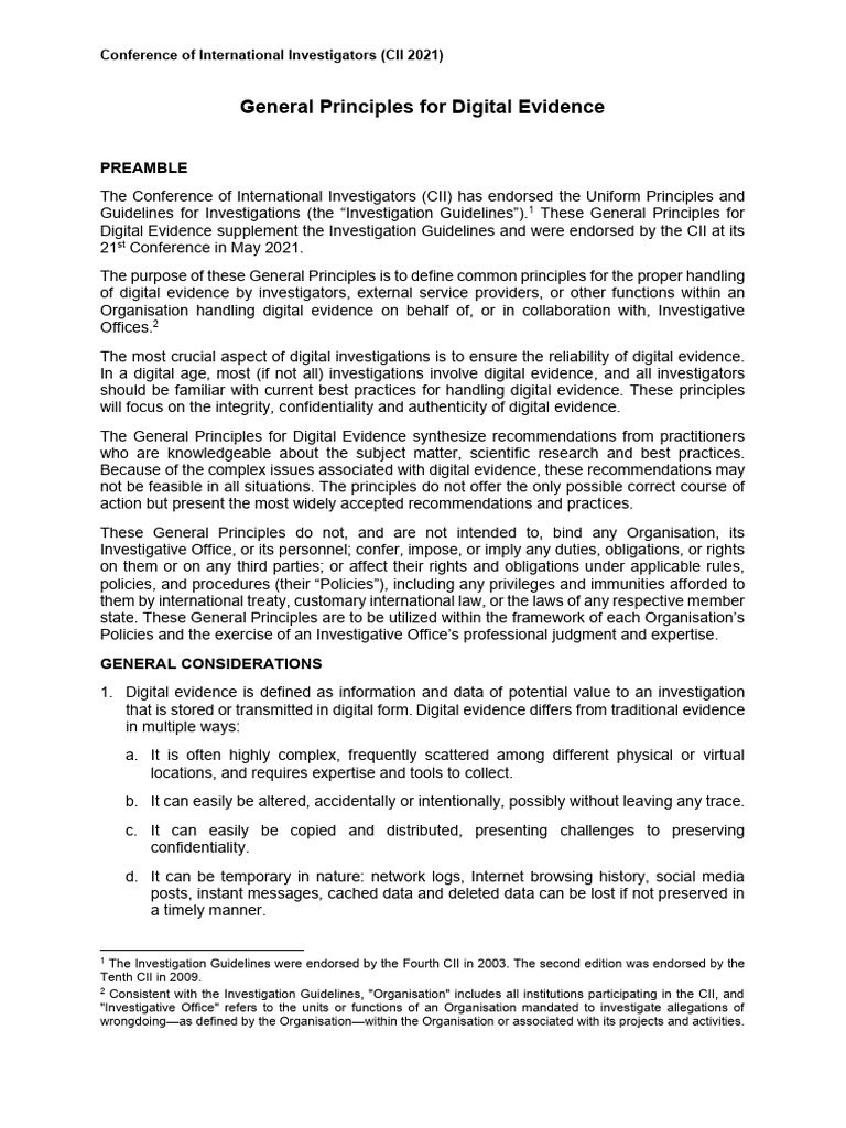 General Principles For Digital Evidence | PDF | Digital Forensics ...