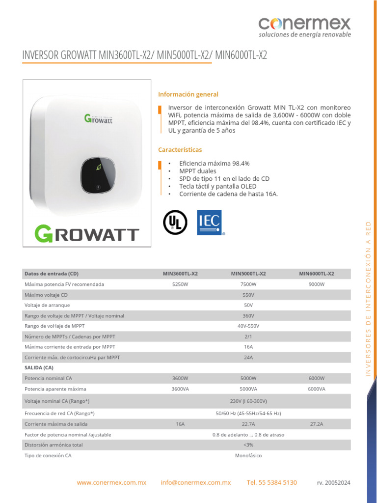 GROWATT MIN3.6k 6k | PDF | Ingeniería Electrónica | Cantidad