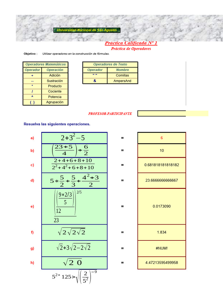 Prácticas de Operadores y Funciones | PDF | Matemáticas | Matemática ...