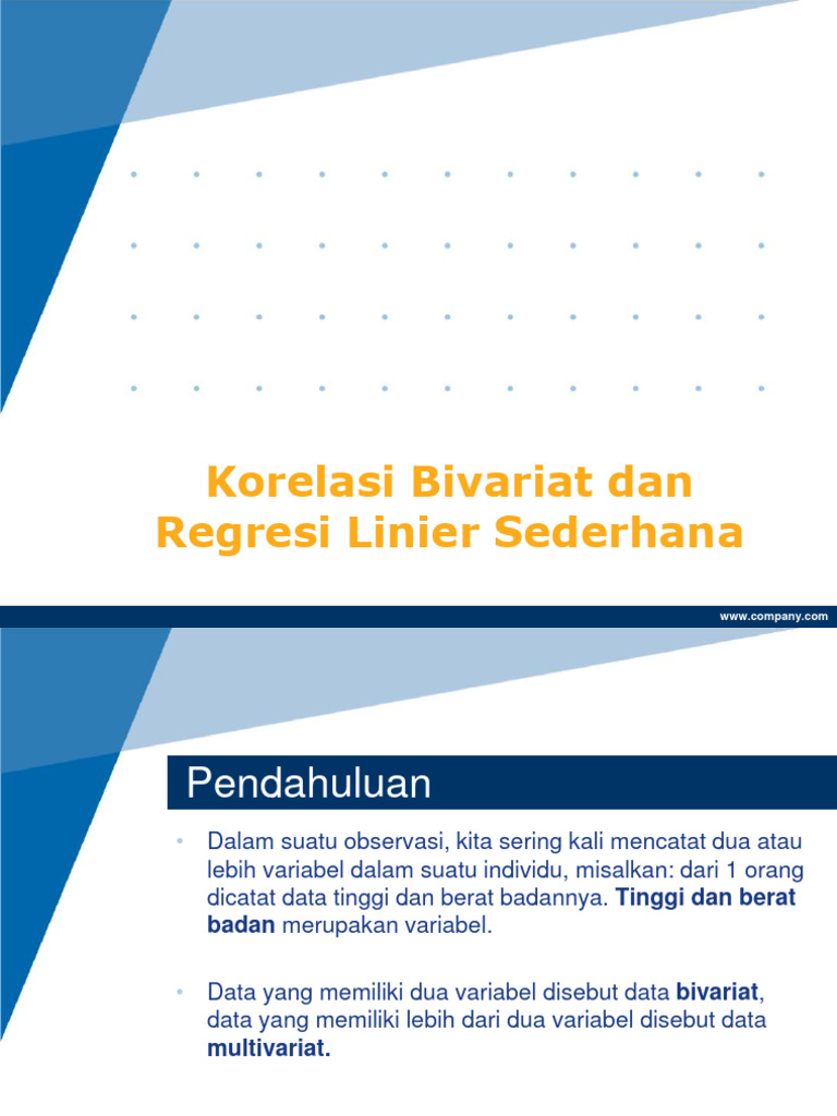 Uji Bivariat Dan Regresi - PPT Perkuliahan - 6korelasi-Bivariat | PDF