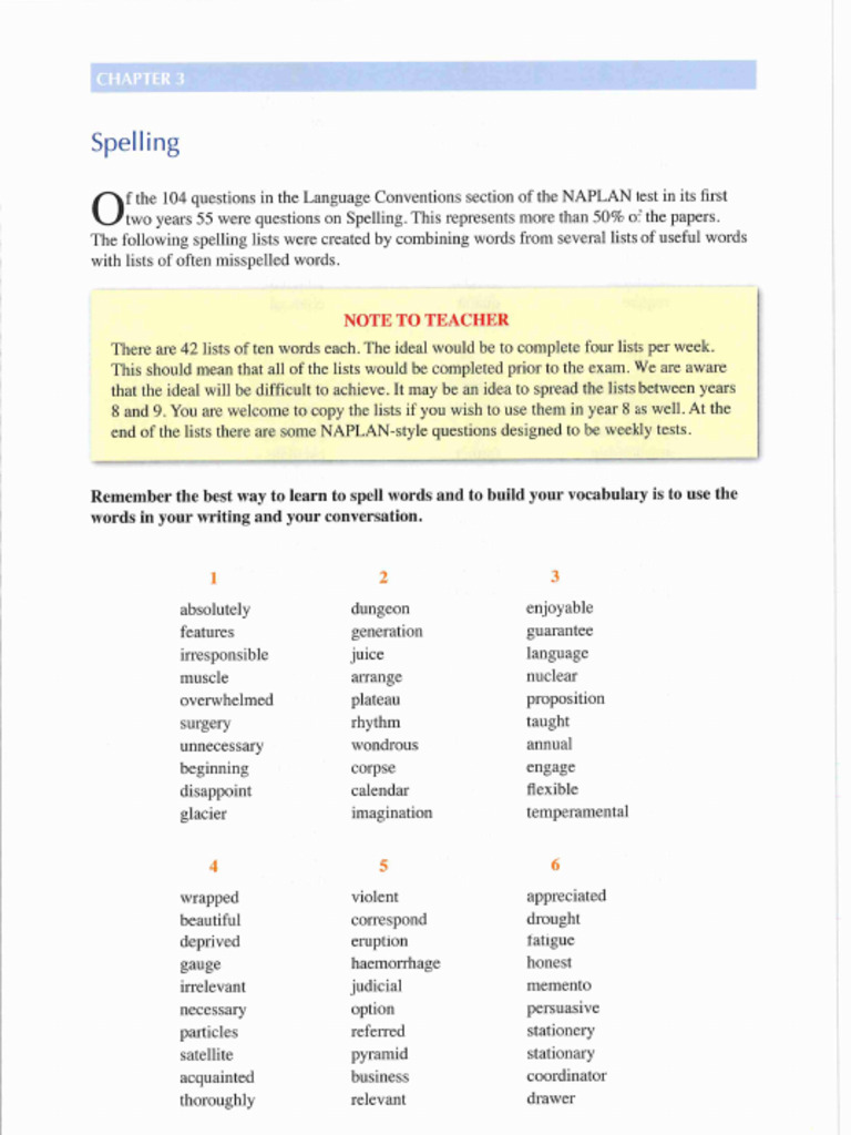 8 English Spelling List | PDF