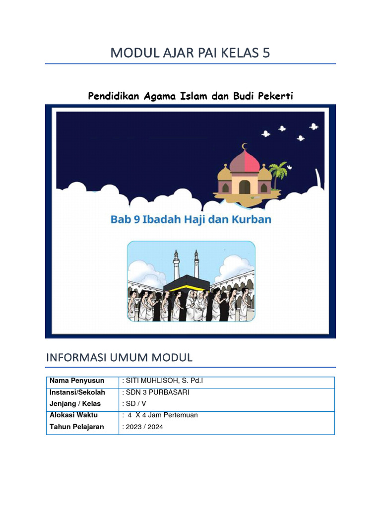 Modul Ajar Ibadah Haji Dan Kurban Kelas 5 | PDF