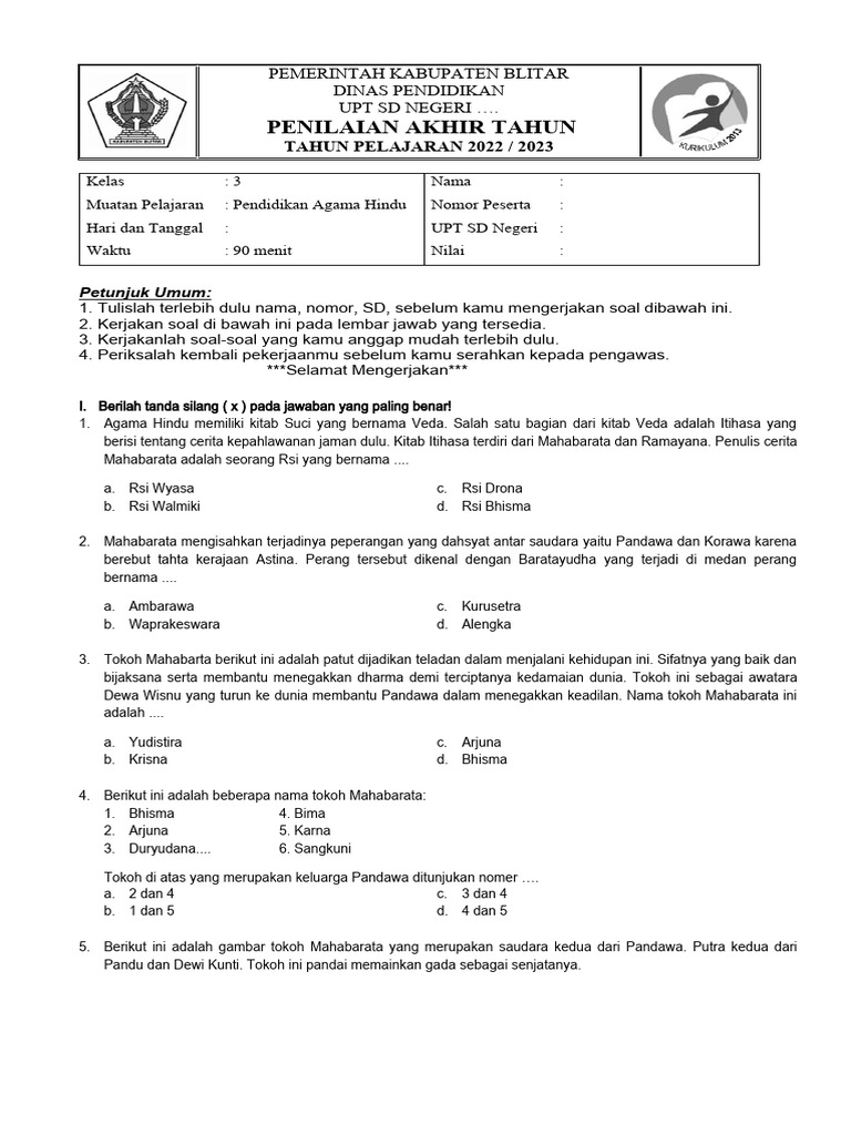 Naskah Soal - Kelas3 - Pa Hindu - Pat | PDF