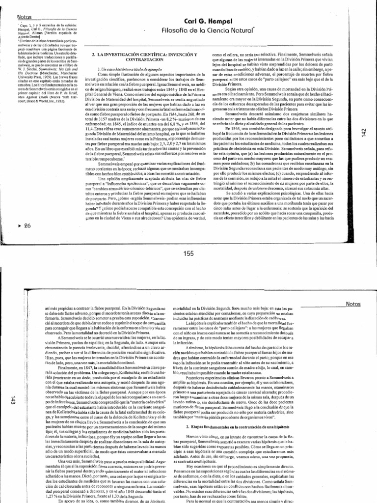 Texto #3. Hempel, Filosofía de La Ciencia Natural, Toda La Sección Excepto El Punto 5 "Las Leyes ...