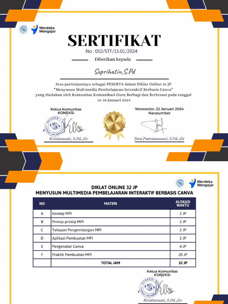 Sertifikat Diklat Online 32 JP-3 | PDF