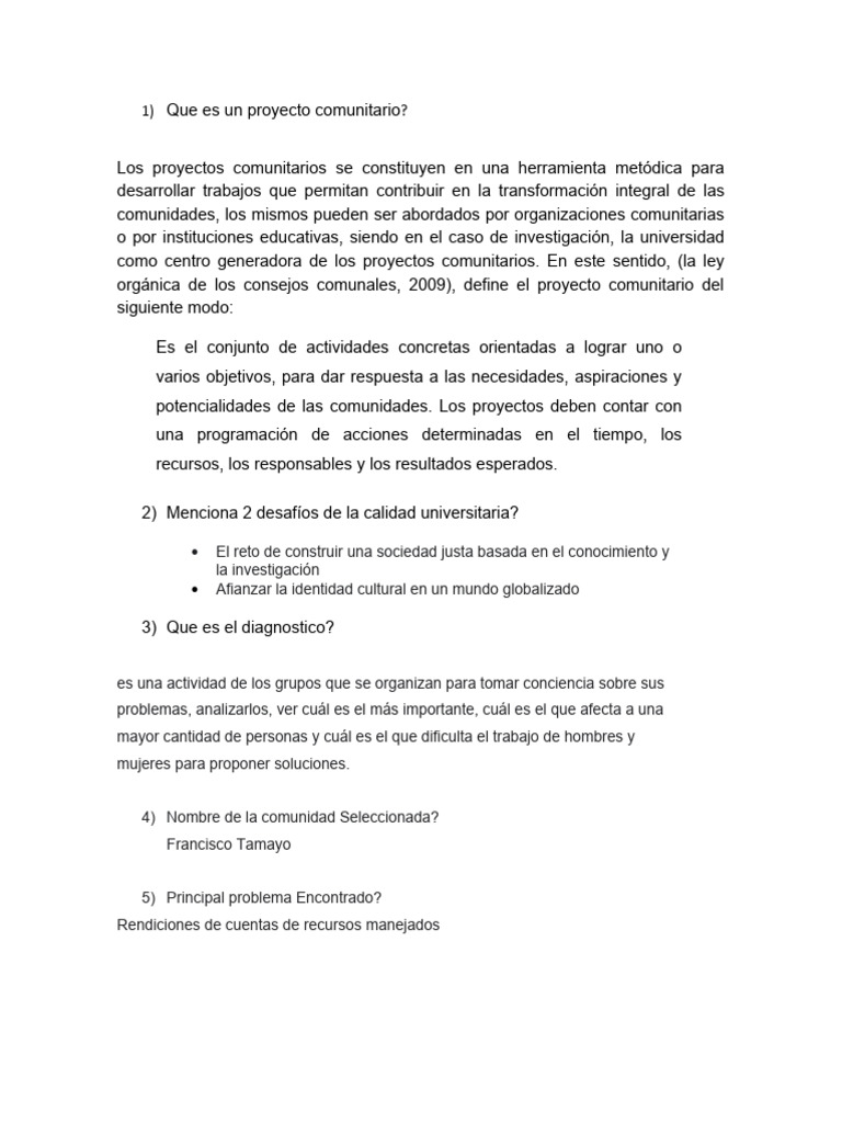 PROYECTO COMUNITARIO | PDF