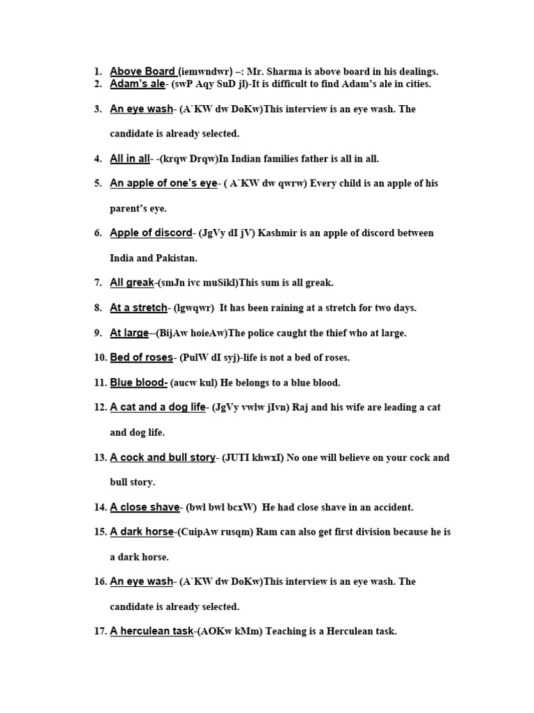 Common Idioms and Their Meanings | PDF | Science & Mathematics | History