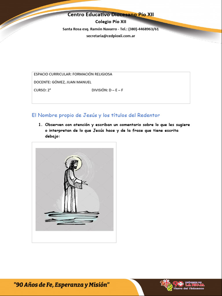 Formación Religiosa Ced Pío Xii 2º Año D-E-F 2024 Clase 1 | PDF | María ...