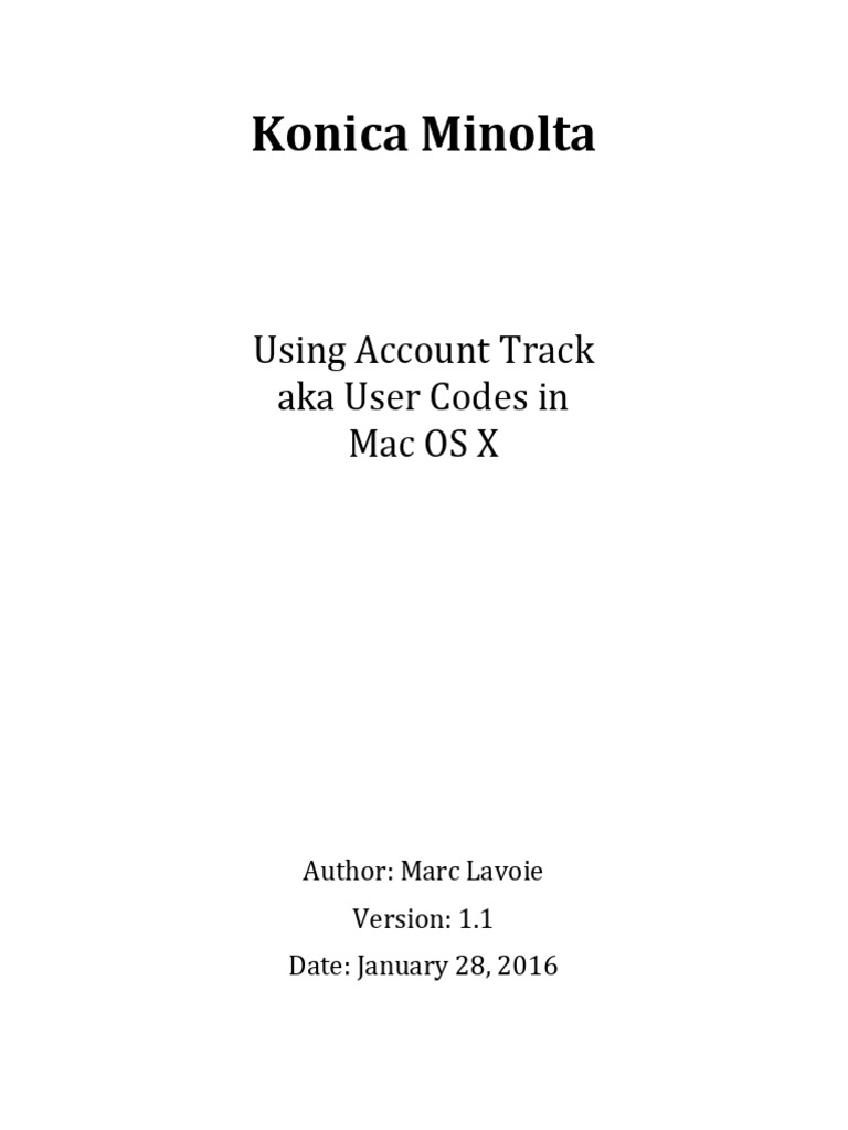 Konica Minolta - Using Account Track Aka User Codes in Mac OS X | PDF ...
