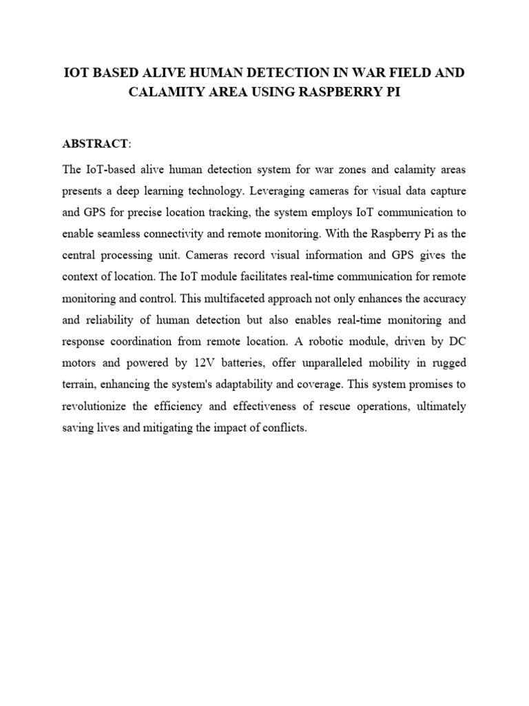 Iot Based Alive Human Detection Pdf Hdmi Raspberry Pi