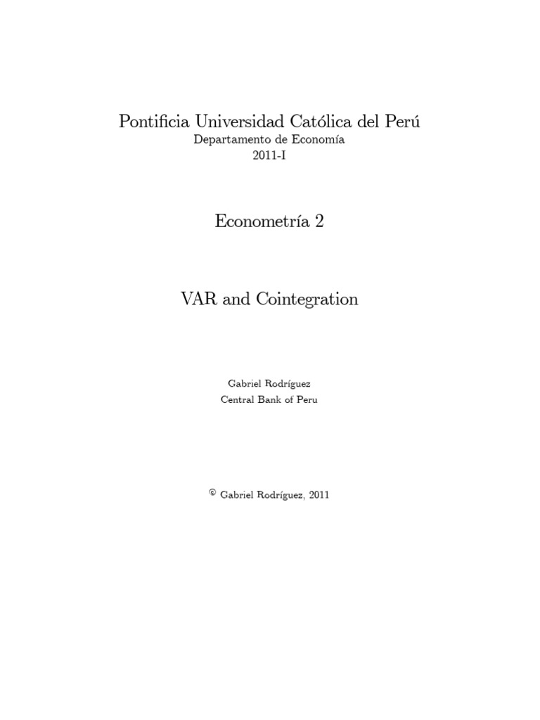 Cointegration 2 | PDF | Regression Analysis | Eigenvalues And Eigenvectors