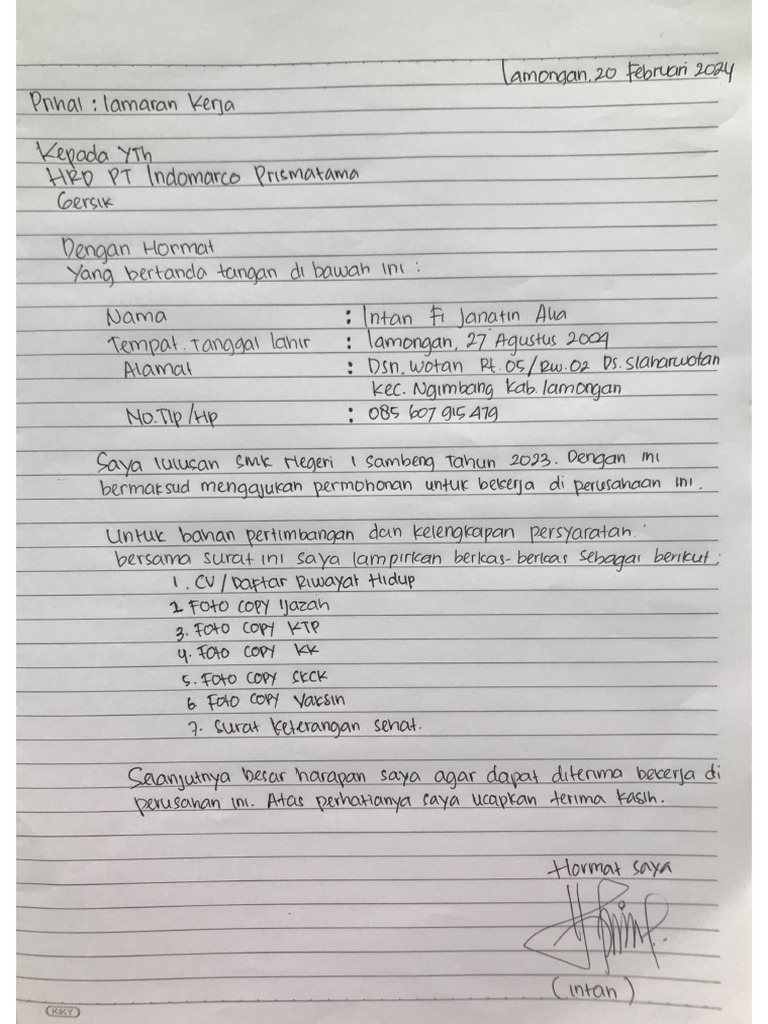 CV Intan Fi Janatin Alia | PDF