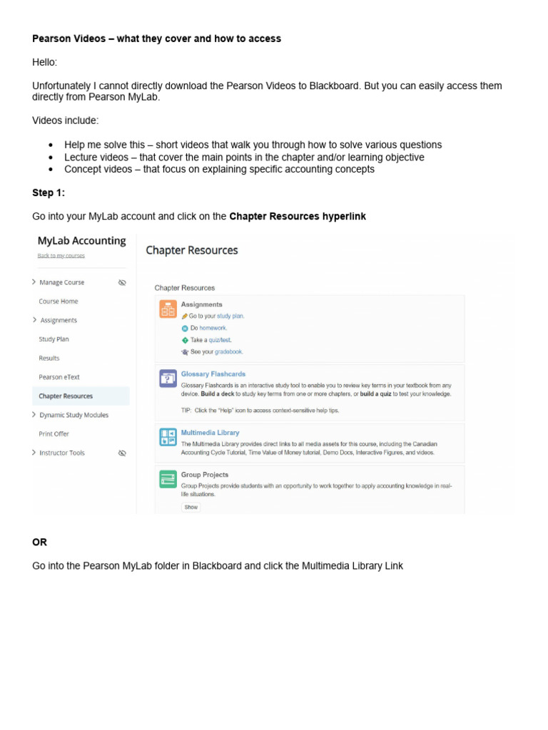 Accessing Pearson MyLab Videos | PDF