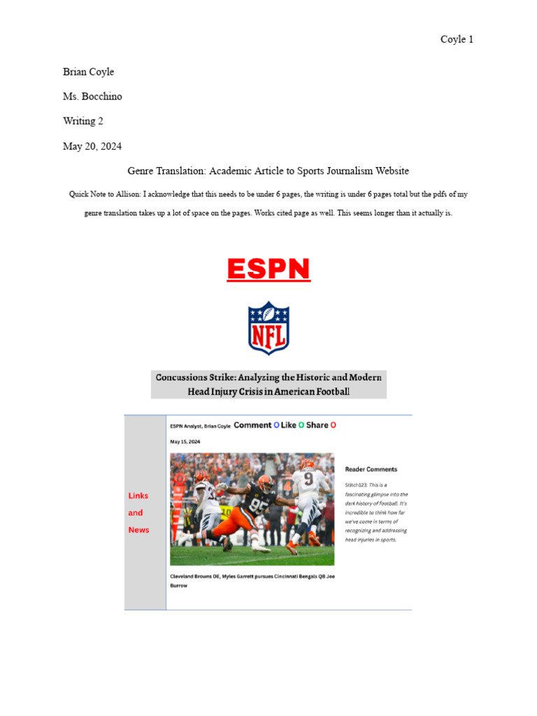 Revision of wp2 Final Draft | PDF | Concussions In American Football ...