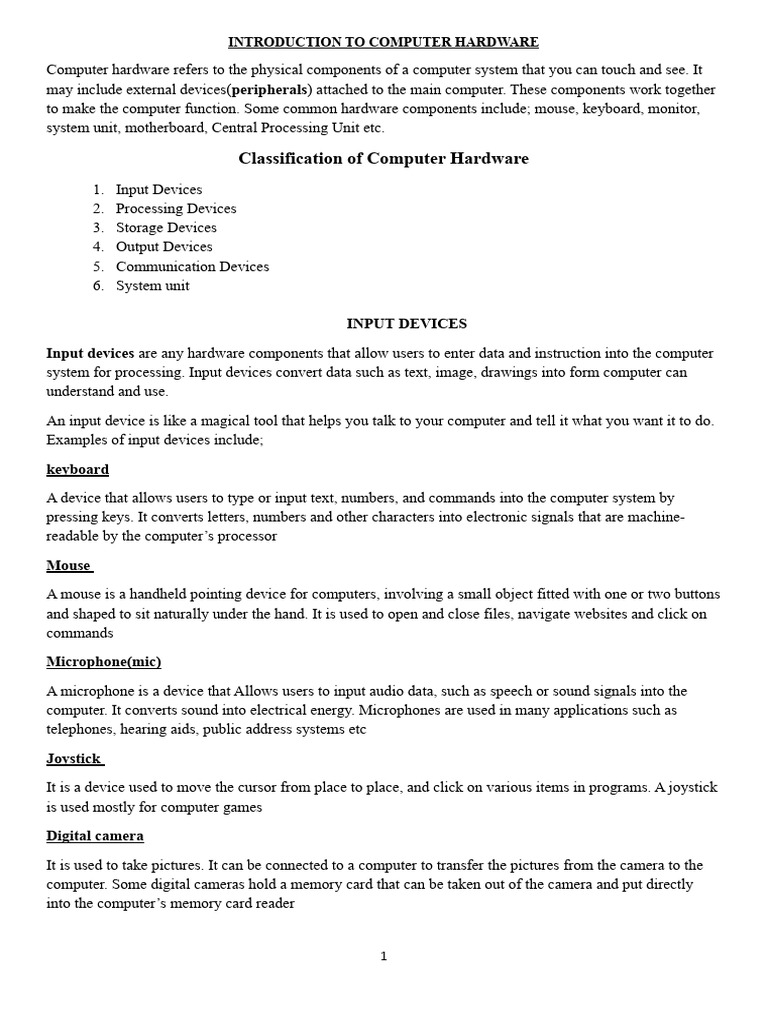 Introduction To Computer Hardware | Download Free PDF | Computer Data Storage | Central ...