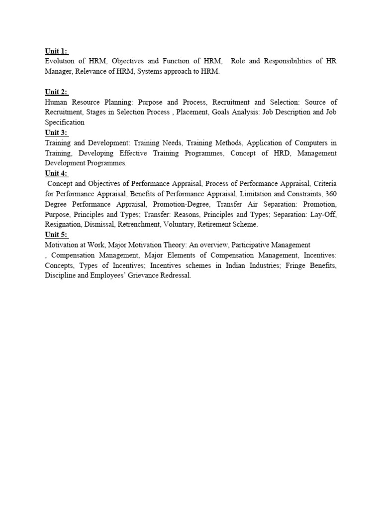 HRM Unit 1 | PDF | Human Resource Management | Human Resources