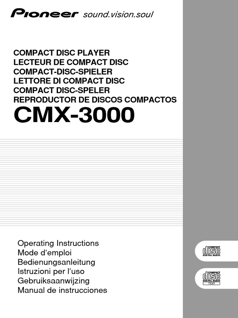 Mode d'emploi Lecteur CD Pioneer CMX-3000 | PDF | Disque compact