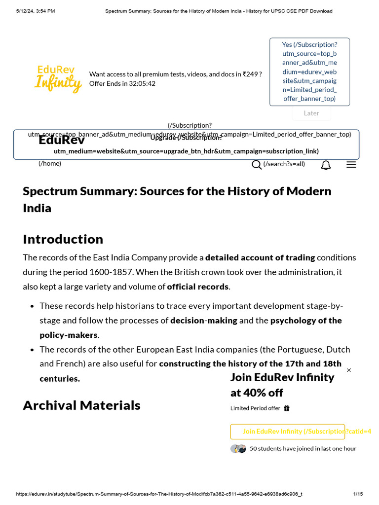 1.sources For The History of Modern India - History For UPSC CSE PDF ...