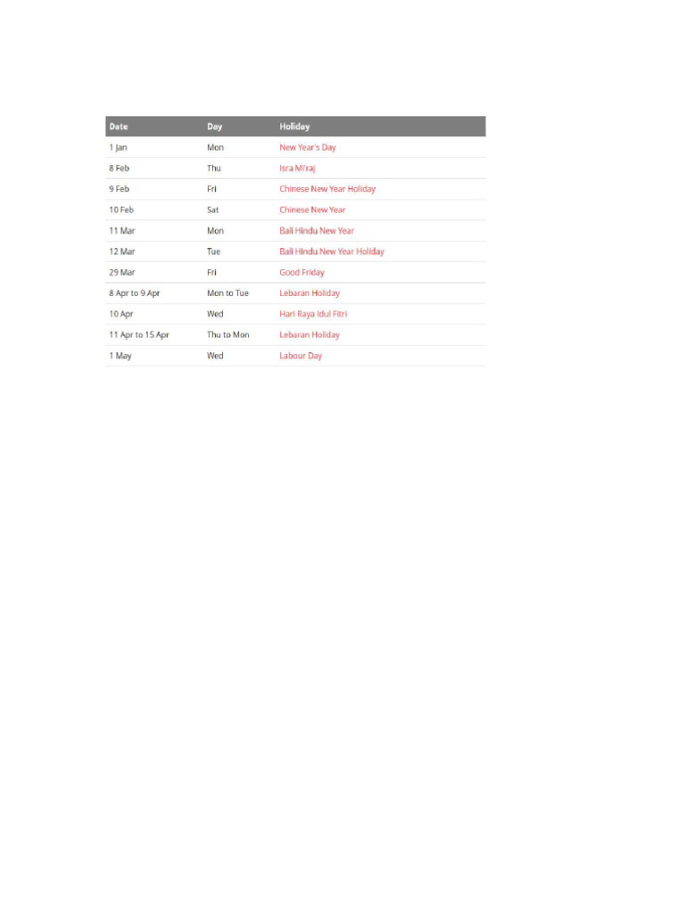 INDONESIA PUBLIC HOLIDAY 2024 | PDF