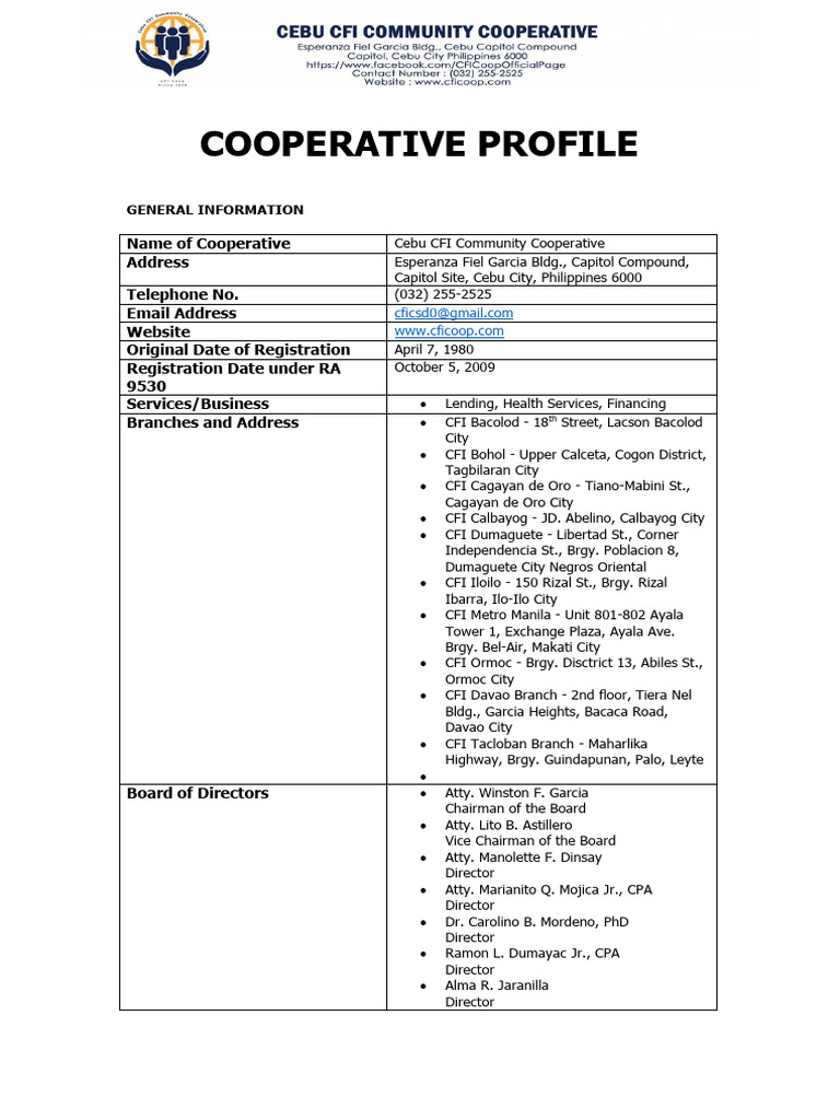 Company Profile Cfi Coop - 03.23.2023 | PDF | Interest | Loans