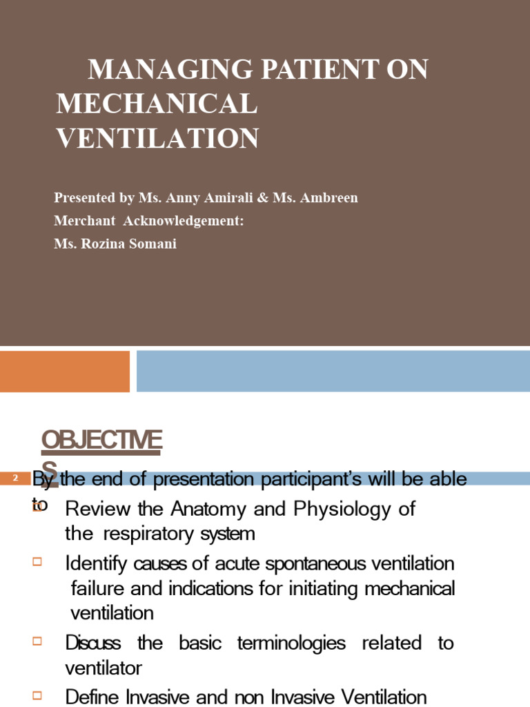Presentation on ventilator management | PDF | Breathing | Lung