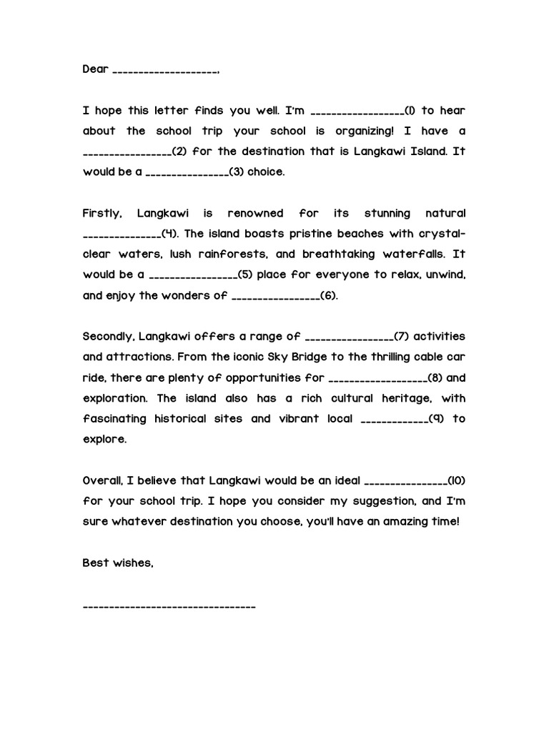 Letter Suggesting Langkawi Trip | PDF | Foreign Language Studies ...