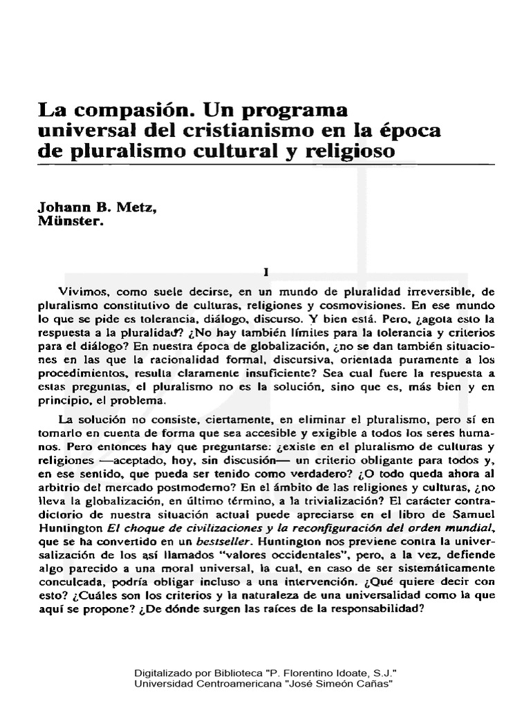 La Compasion, Pluralismo Cultural y Religioso | PDF | Tolerancia ...