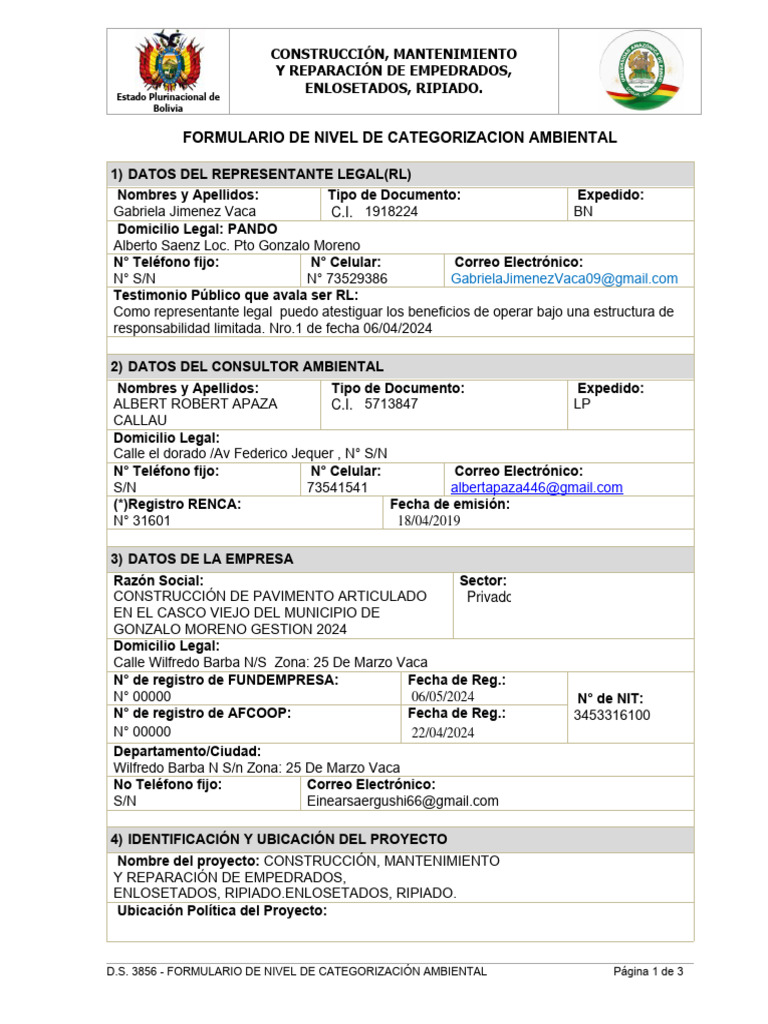 FORMULARIO ENLOCETADO ISA | Descargar gratis PDF | Bolivia