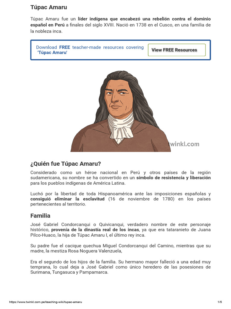 Biografía de Túpac Amaru - Vida, Familia, Logros | PDF | Perú | América del Sur